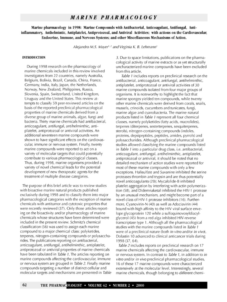 Marine Pharmacology | PDF | Biochemistry | Chemistry