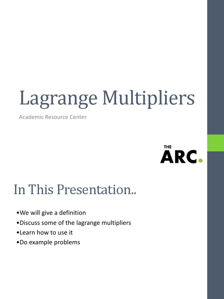 Lagrange Multipliers | Download Free PDF | Maxima And Minima ...