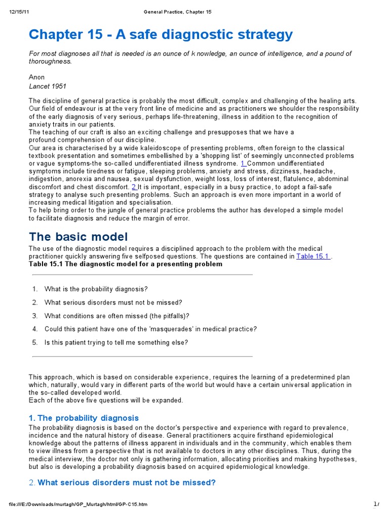 Chapter 15 - A Safe Diagnostic Strategy: The Basic Model | PDF ...