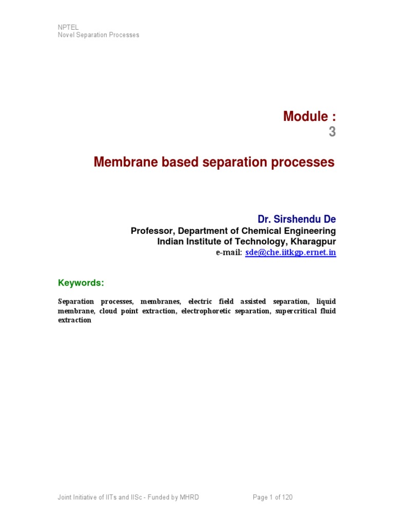 Membrane-Based Separation Processes: An Overview of Key Concepts and ...