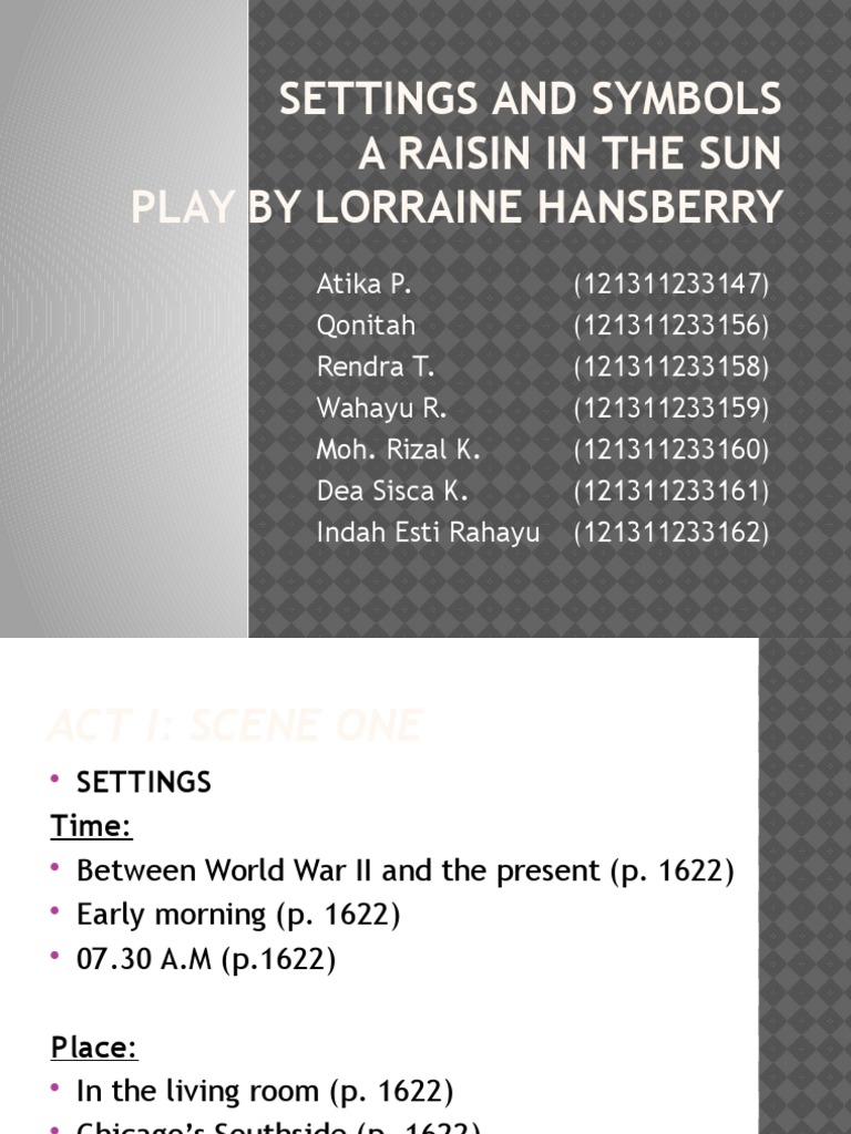 Settings and Symbols in A Raisin in the Sun | PDF