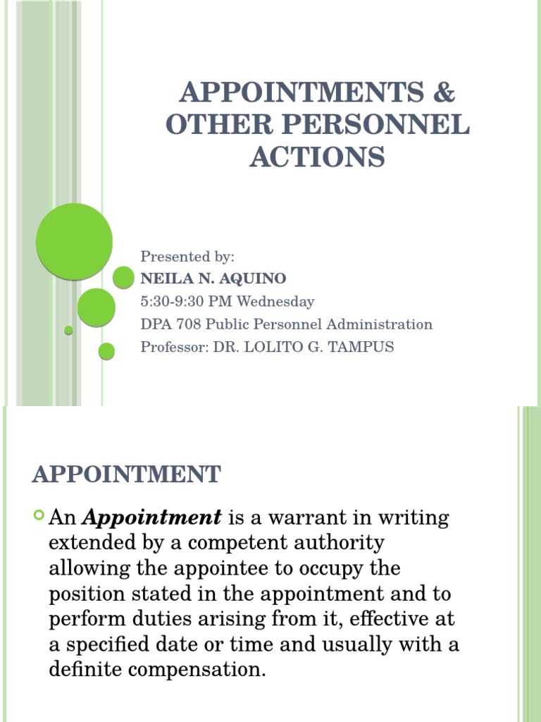 Types and Status of Appointments in Civil Service | PDF | Civil Service ...