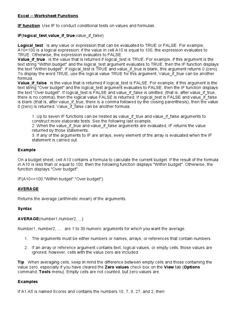Excel Functions - Internals | PDF | Argument | Function (Mathematics)