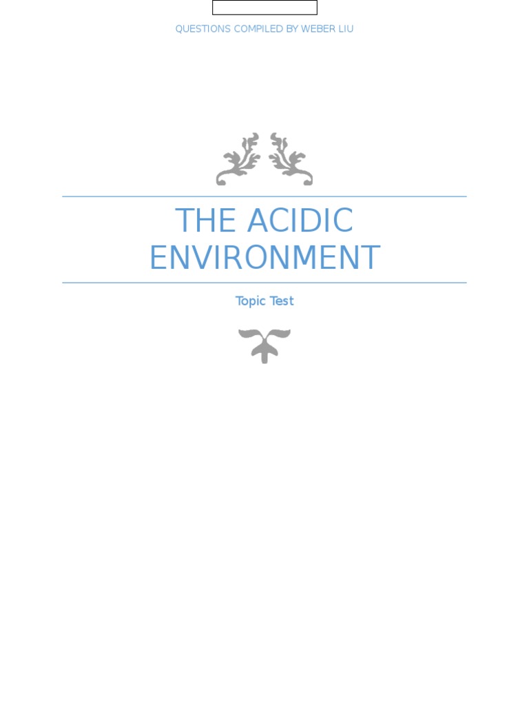 Acidic Environment Test Questions | PDF | Ph | Hydroxide