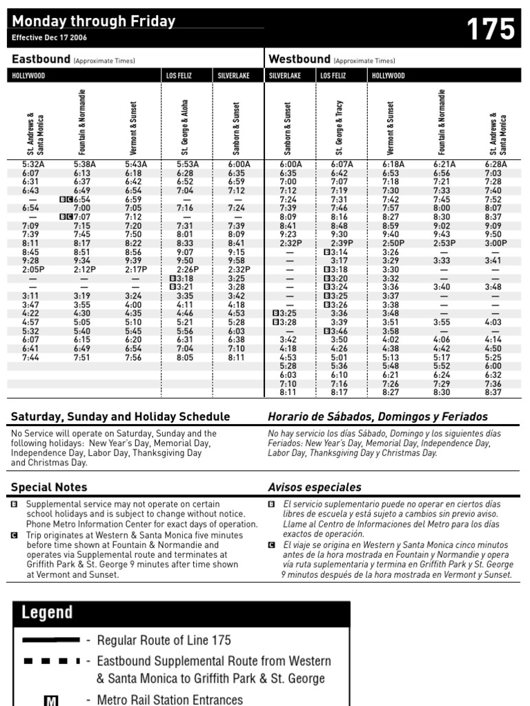 175 Bus Schedule and Route Details | PDF | Public Transport | Holidays
