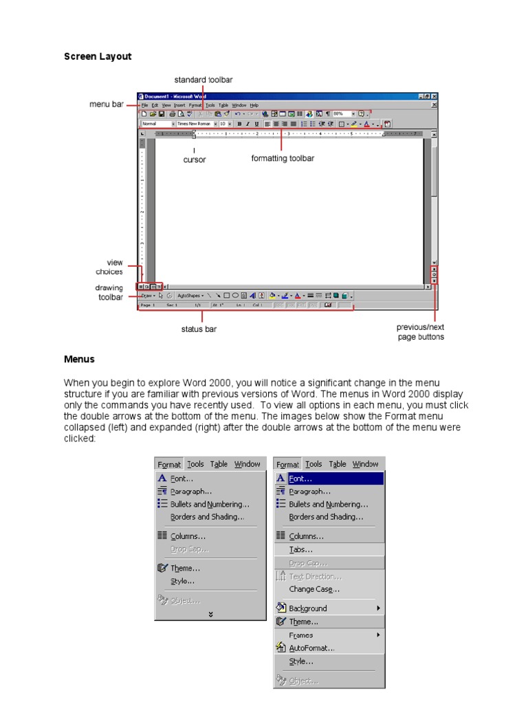 MS Word 2000 | PDF | Menu (Computing) | Computer Keyboard