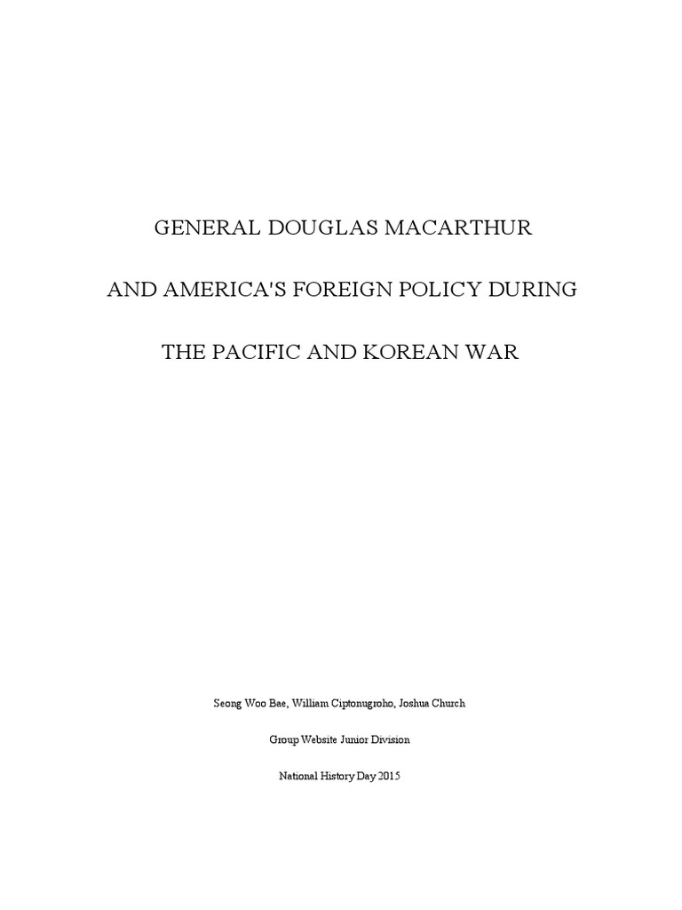 2015 National History Day Process Paper | PDF | Douglas Mac Arthur ...