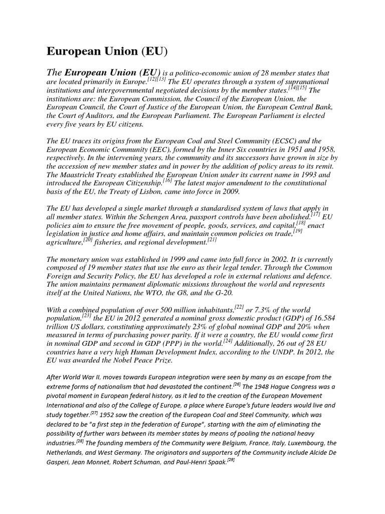 The European Union | PDF | European Union | Member State Of The ...