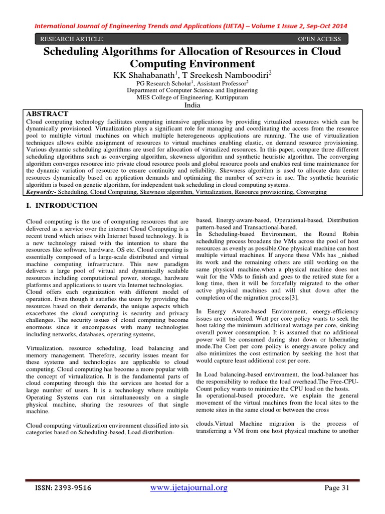 Cloud Resource Scheduling Algorithms | PDF | Virtualization | Cloud Computing