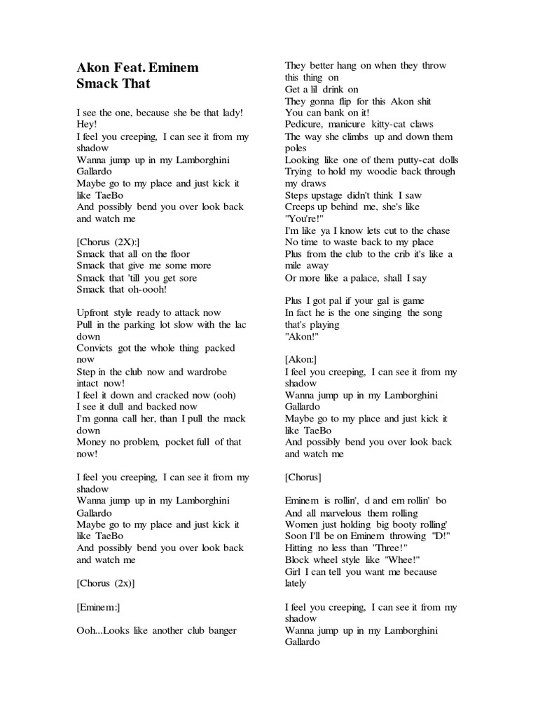 Akon Feat. Eminem Smack That | PDF | Songs Written | Song Recordings ...