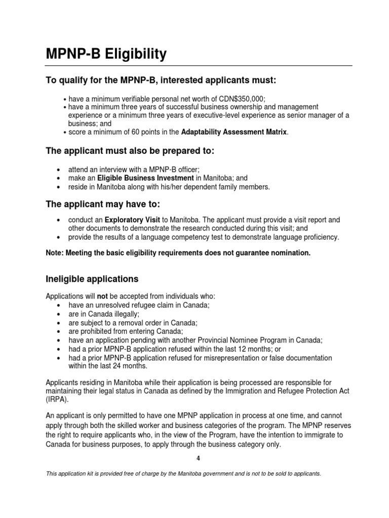 MPNP-B Eligibility: To Qualify For The MPNP-B, Interested Applicants ...