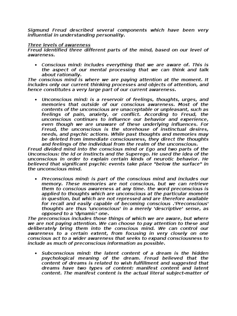 Three Levels of Awareness by Freud | PDF | Unconscious Mind | Id