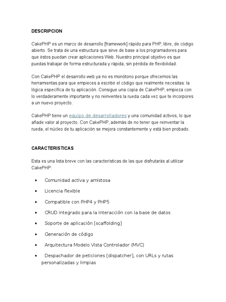 Introducción a CakePHP: Ventajas y Uso | PDF | Php | Servidor HTTP Apache