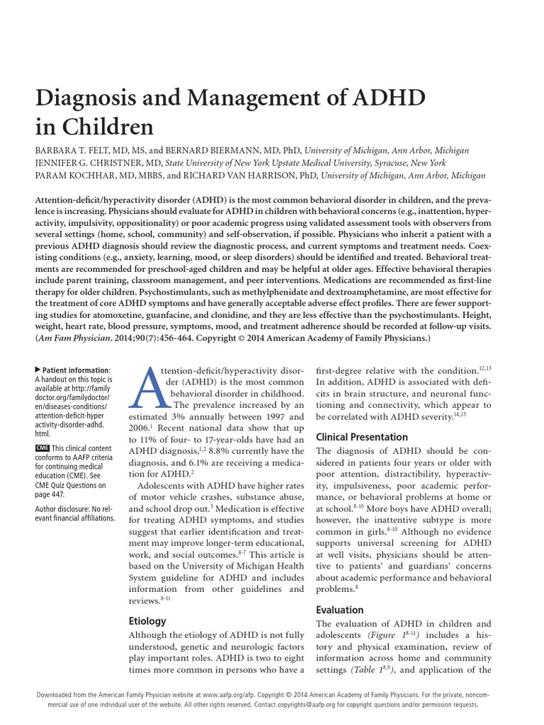Adhd Deficit Atencion Aafp | PDF | Attention Deficit Hyperactivity ...