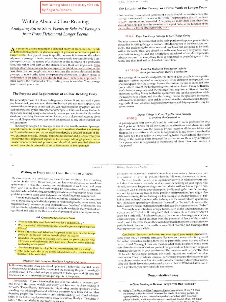 Readings 101 (Close Reading) | PDF | Poetry | Essays