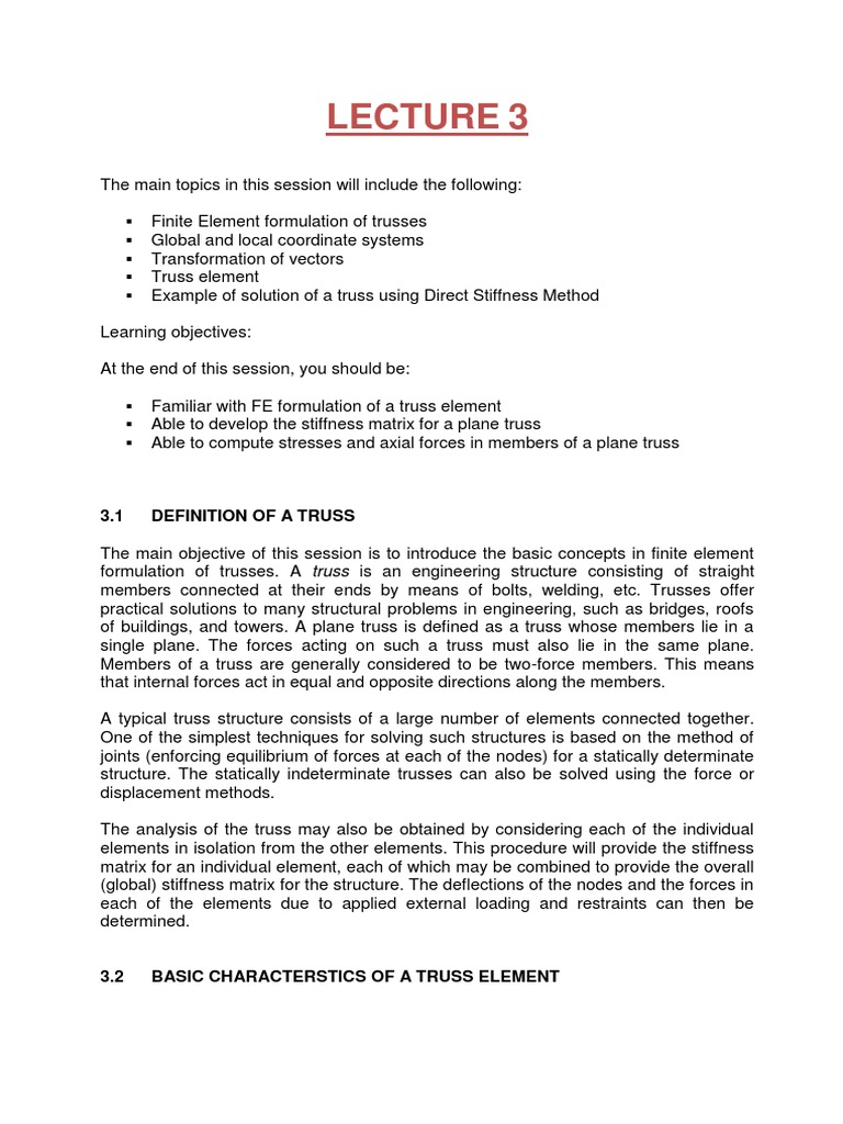 Finite Element Analysis | PDF | Truss | Finite Element Method