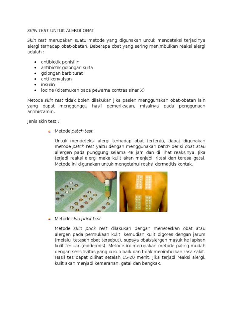 Skin Test Untuk Alergi Obat | PDF