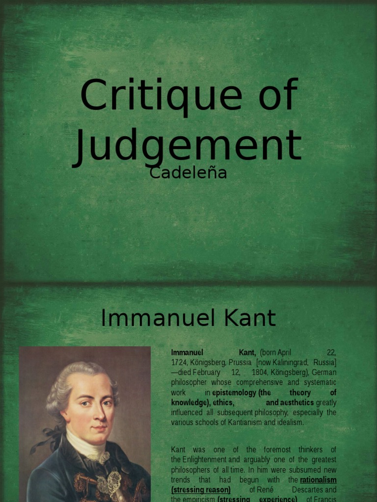 Critique of Judgement | Immanuel Kant | Justification