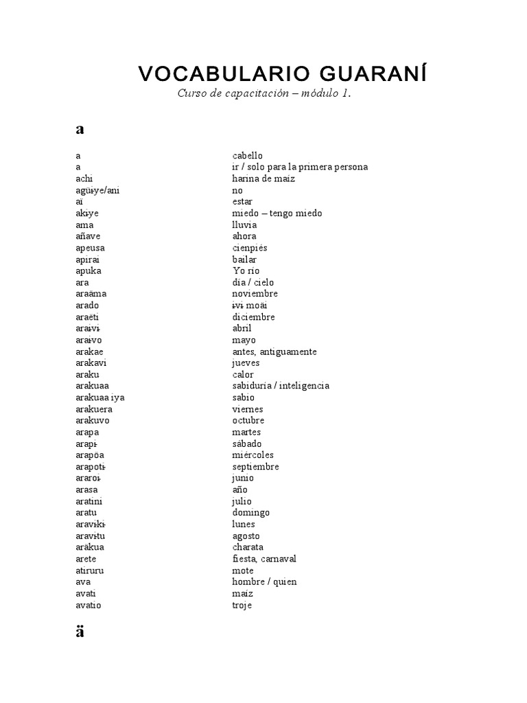 Vocabulario Guarani PDF