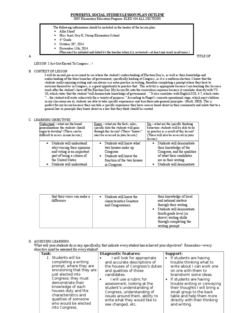 Powerful Social Studies Lesson Plan Outline: TH TH | PDF ...