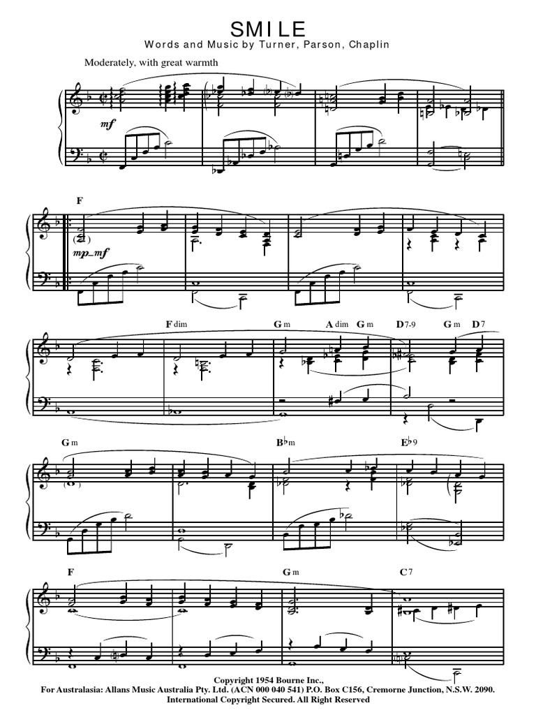 Smile - Charlie Chaplin - Piano Solo | PDF
