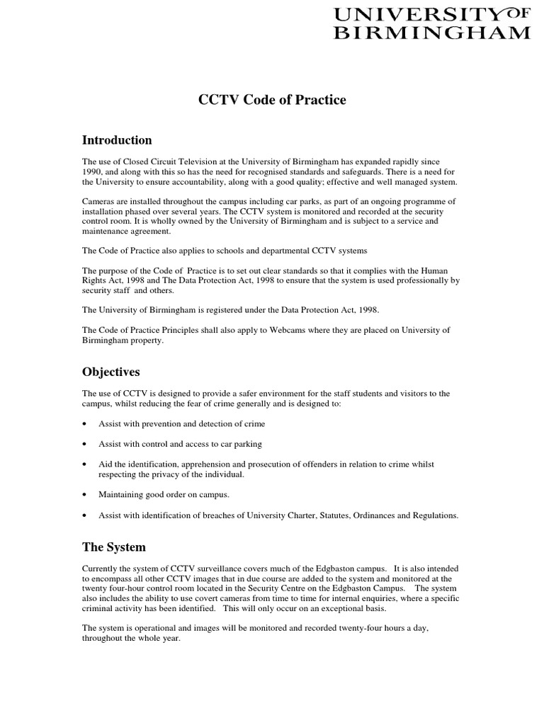 CCTV Code of Practice | PDF | Closed Circuit Television | Privacy