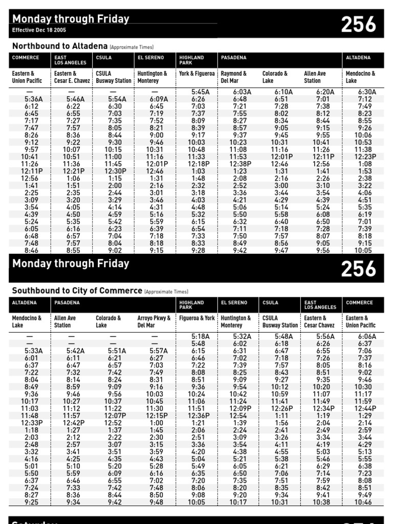 256 Bus Schedule and Stops | PDF | Public Transport