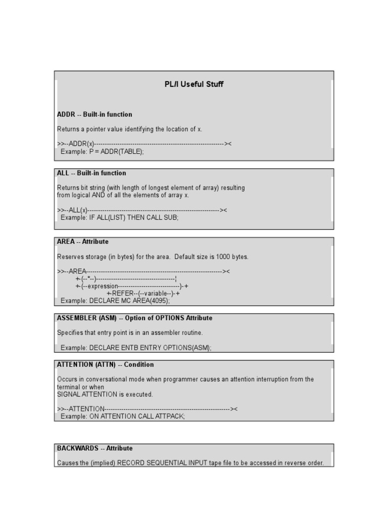 PL1 Functions | PDF | Subroutine | Parameter (Computer Programming)