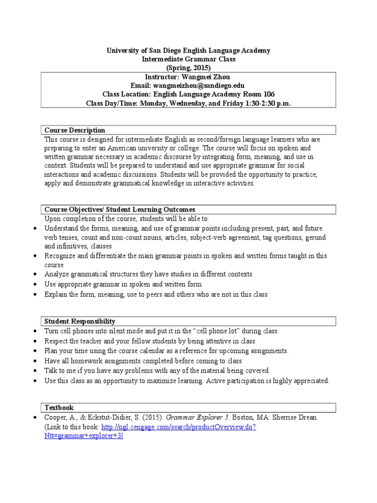 2nd Draft of Syllabus For Grammar | PDF | Test (Assessment) | English ...