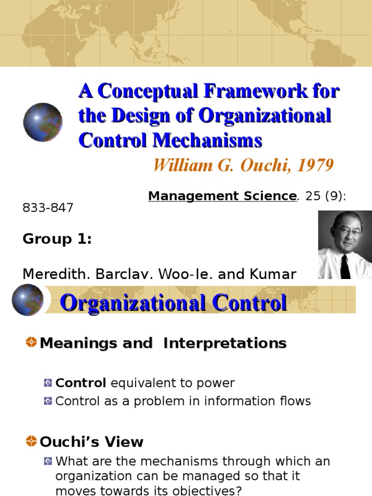 A Conceptual Framework For The Design of Organizational Control ...
