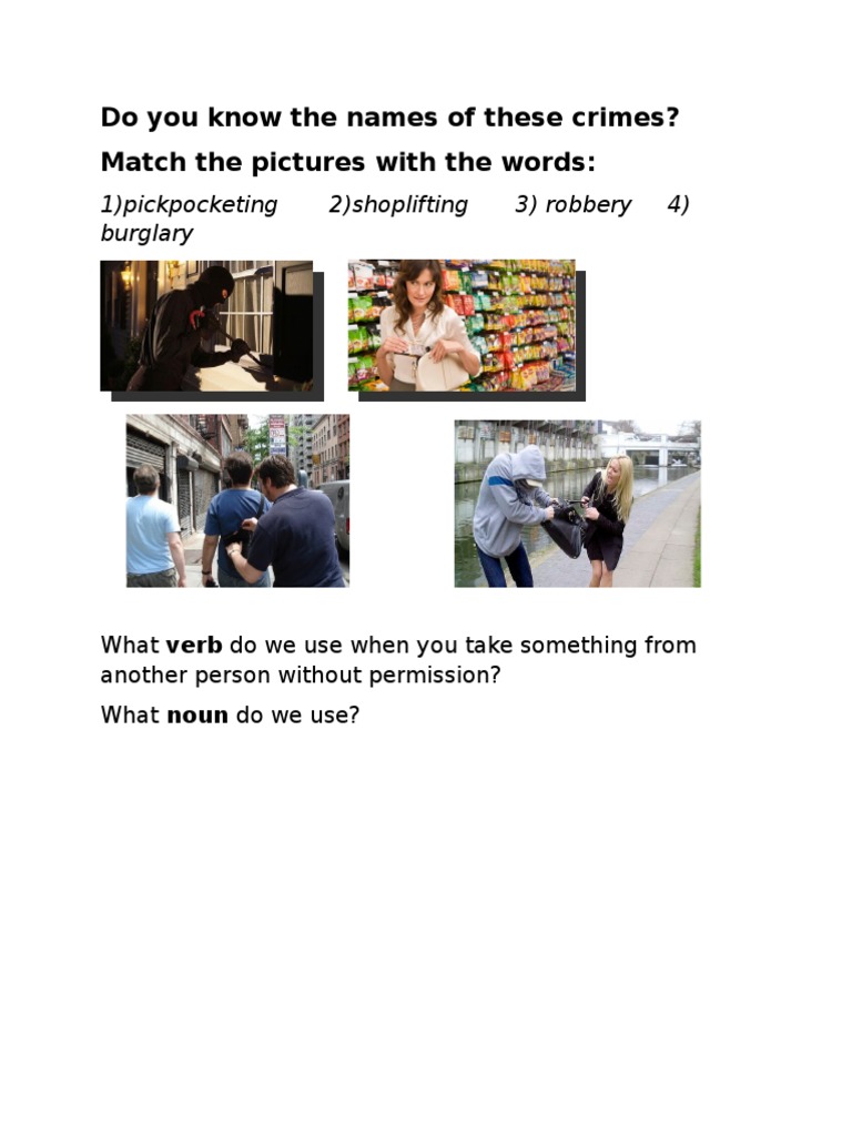 Do You Know The Names of These Crimes? Match The Pictures With The ...