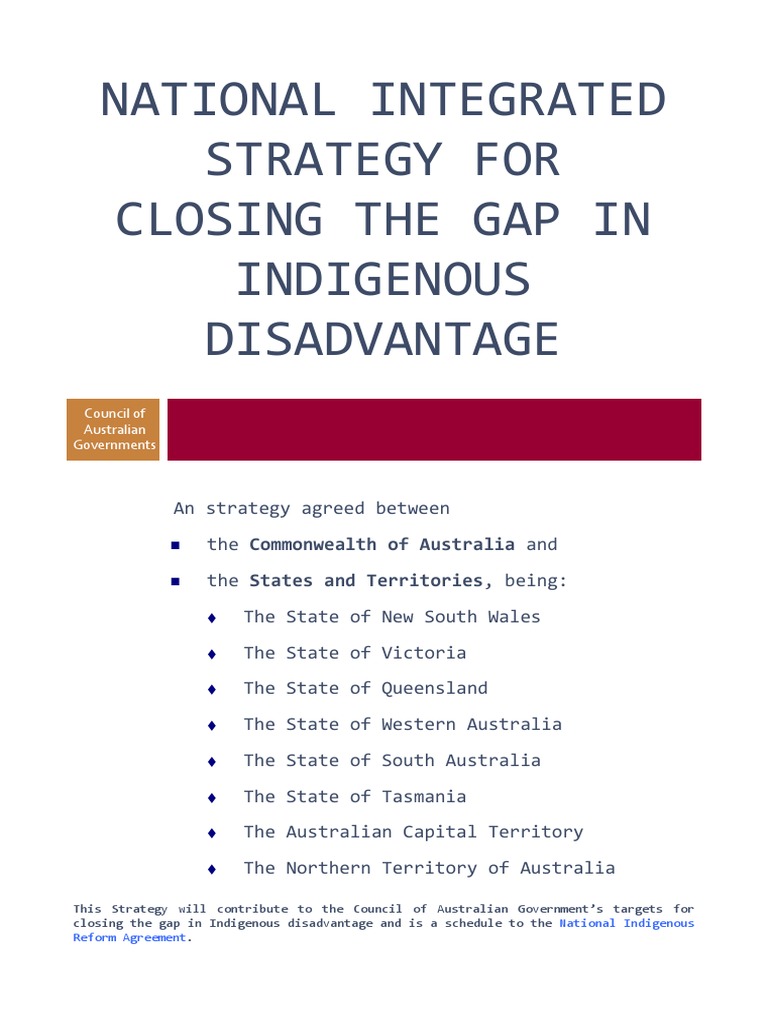 National Integrated Strategy For Closing The Gap in Indigenous ...