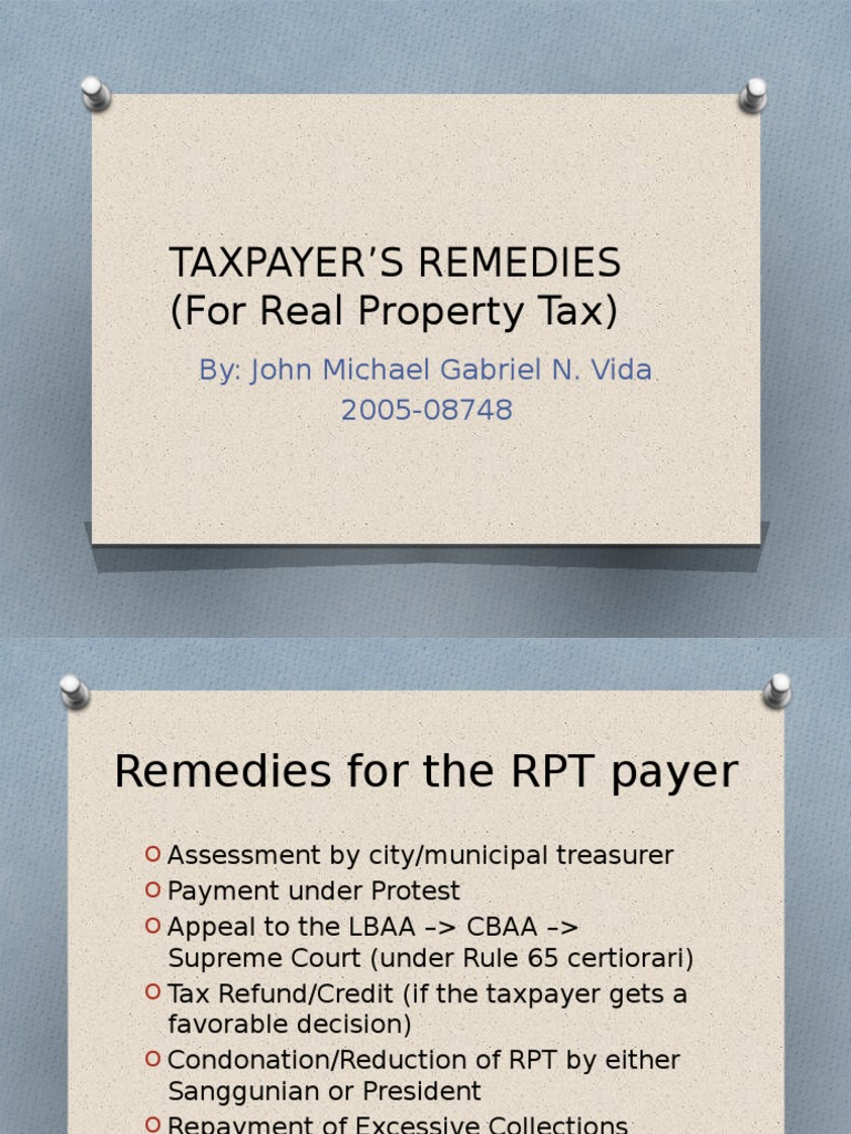 RPT Remedies | PDF | Tax Refund | Property Tax