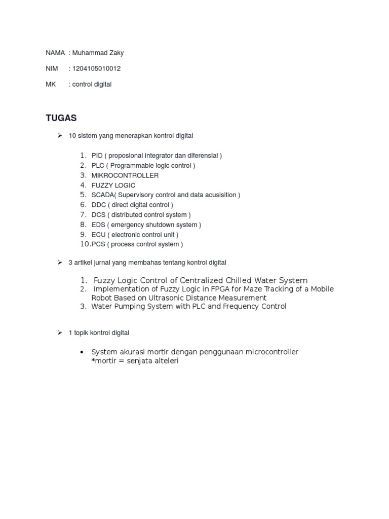 Kontrol Digital, Muhammad Zaky, 1204105010012 | PDF