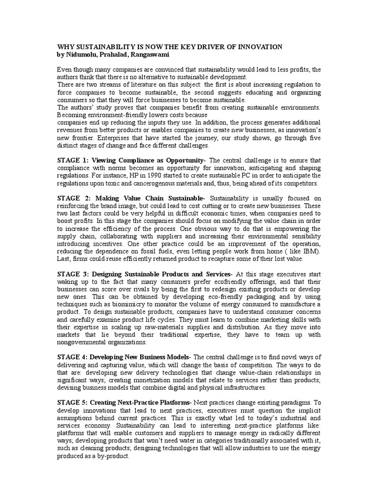 Why Sustainability Is Now The Key Driver of Innovation | Download Free ...