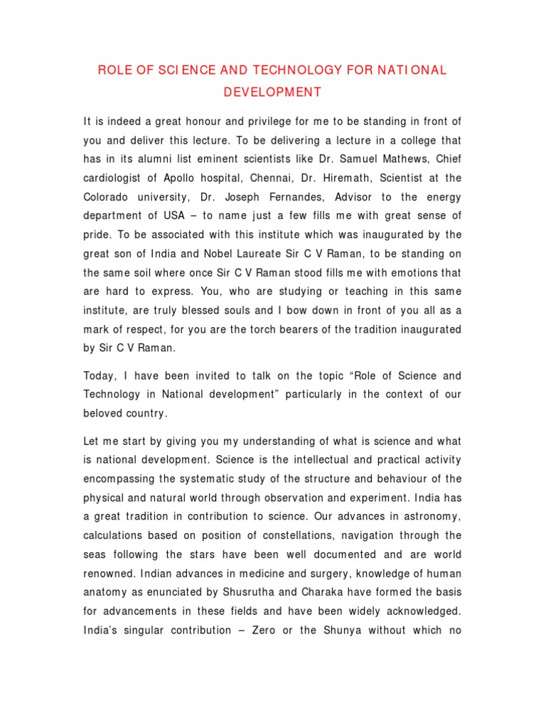 Role of Science and Technology in National Development | PDF | Nuclear ...