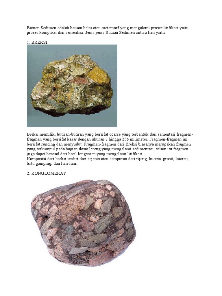 Contoh Batuan Sedimen Dan Gambar | PDF