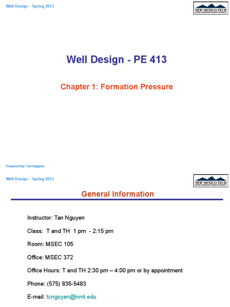 Formation Pressure | PDF | Porosity | Pressure