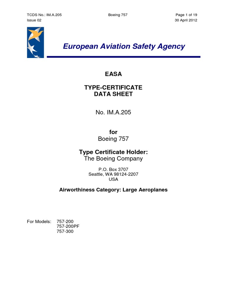 Type Cert 757 | Download Free PDF | Airplane | Federal Aviation ...
