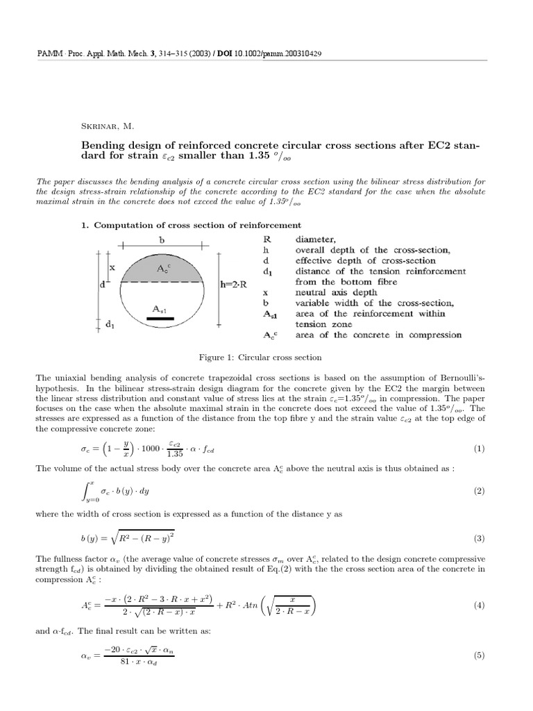 Bending Design of Reinforced Concrete Circular Cross Sections | PDF ...