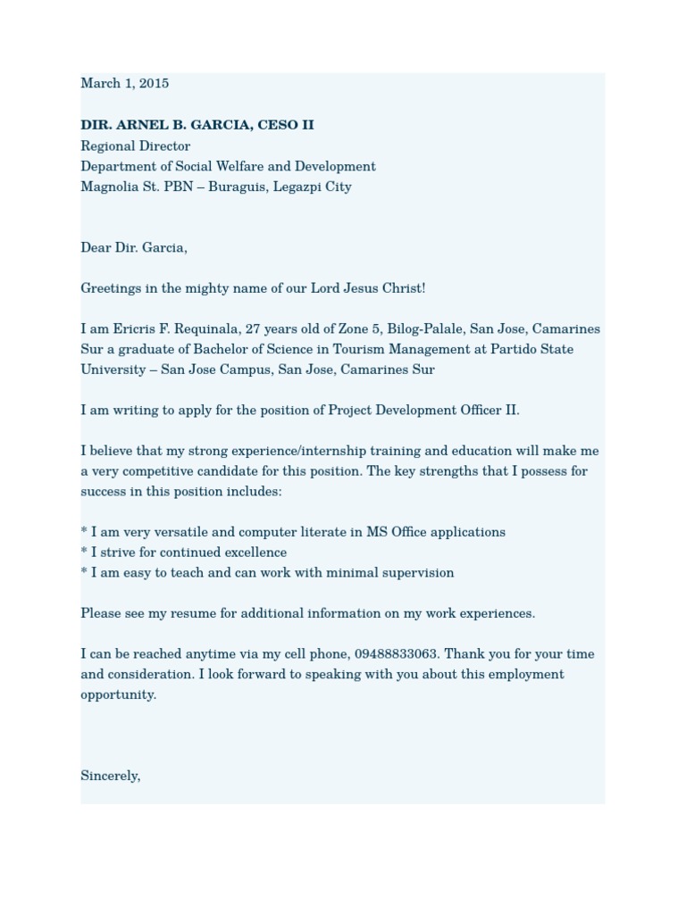 Application Letter | PDF