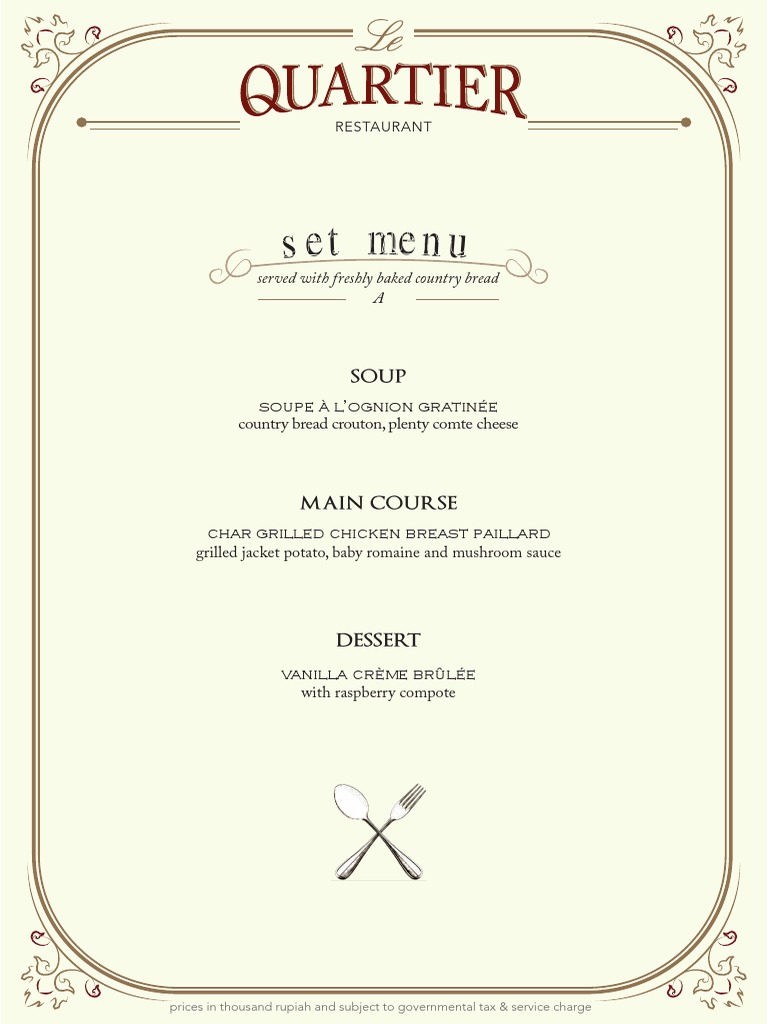 Le Quartier Set Menu | PDF | Salad | Western Cuisine