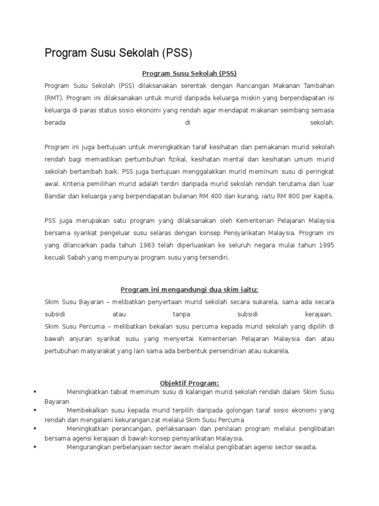 Program Susu Sekolah | PDF