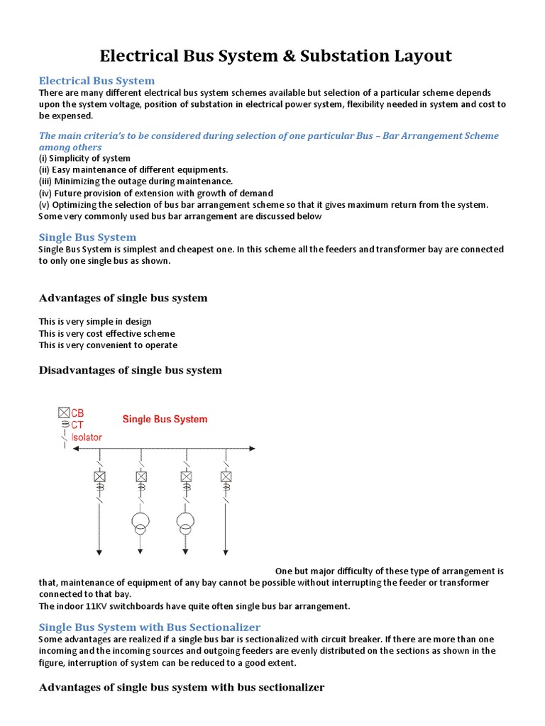 Electrical Bus Systems in Substations | PDF | Electrical Substation ...