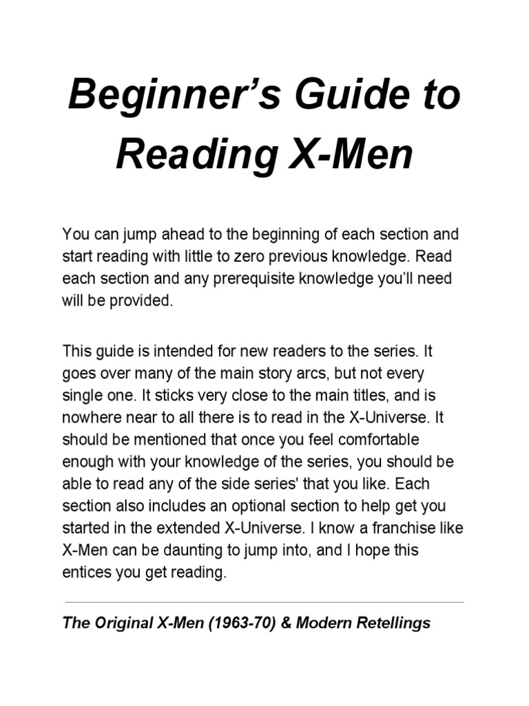 Beginners Guide To Reading X-Men | PDF | Comics | Marvel Comics