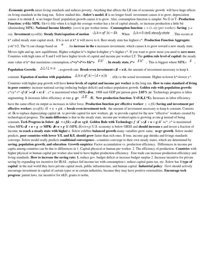 Global Economy-Cheat Sheet | PDF | Economic Growth | Government Budget ...