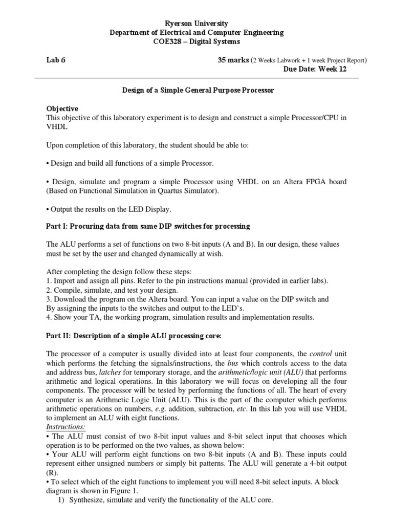 Lab 6 | PDF | Vhdl | Central Processing Unit