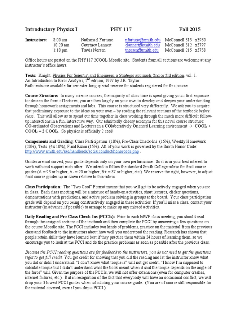 117 Syllabus S15 | PDF | Test (Assessment) | Homework