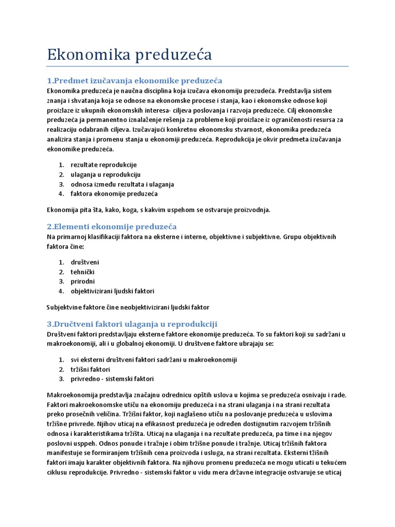 Ekonomika preduzeca