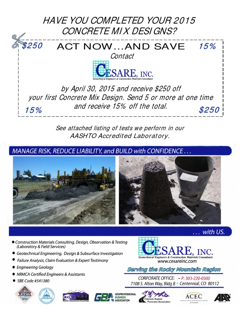 2015 Conc Mix Design Flyer | PDF | Concrete | Materials